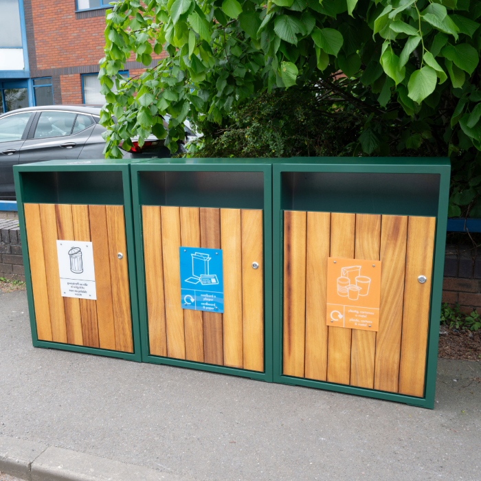 Westleigh Triple Recycling Bin | Public Recycling Solution