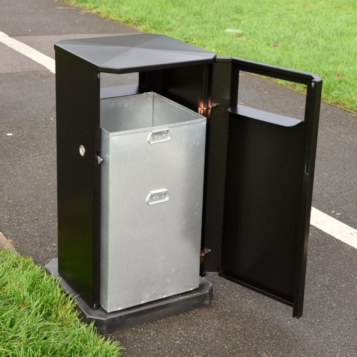 Derby Compact Litter Bin | 120L Galvanised Steel Street Unit