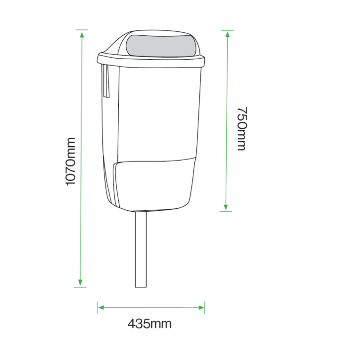 Post Mounted Litter Bin | Pole Mounted Outdoor Litter Bin