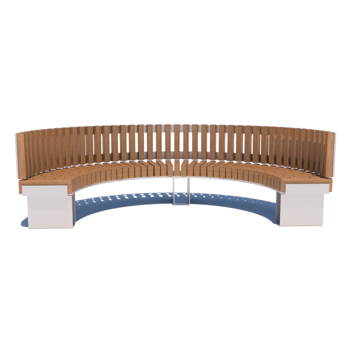 Thames Curved Steel & Timber Bench | Outdoor Seating
