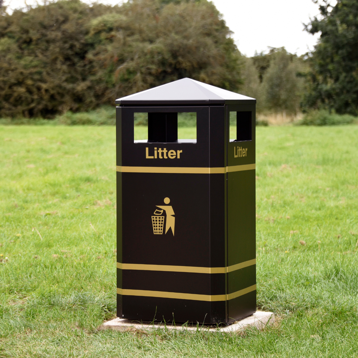 Derby E Litter Bin | Pyramid Top Street Litter Bin