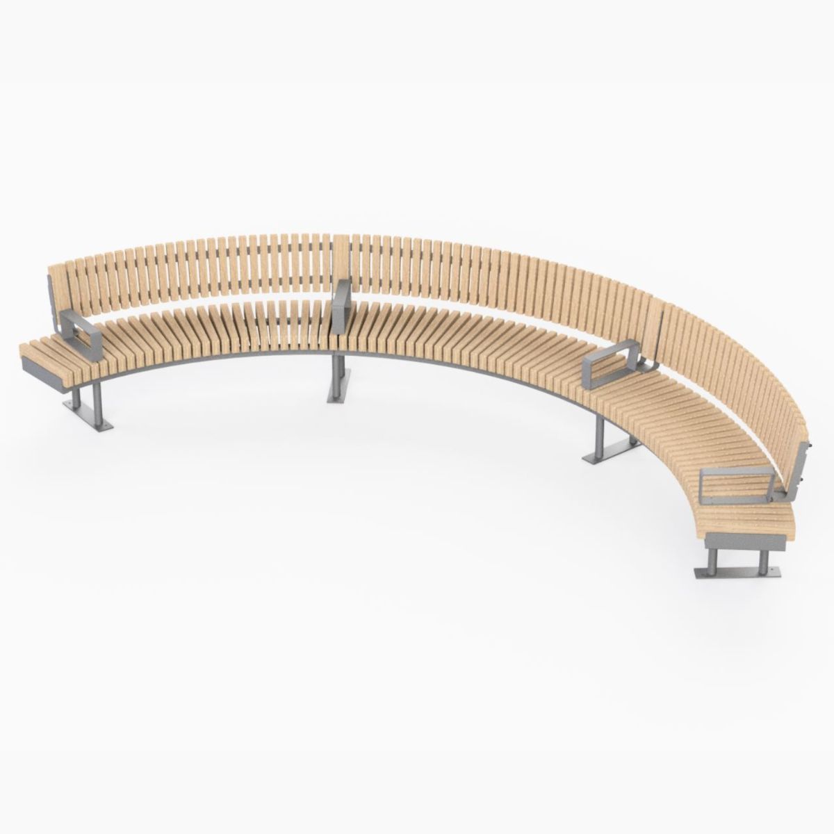 Saughton Modular Timber Bench | Outdoor Steel Framed Seating | Broxap
